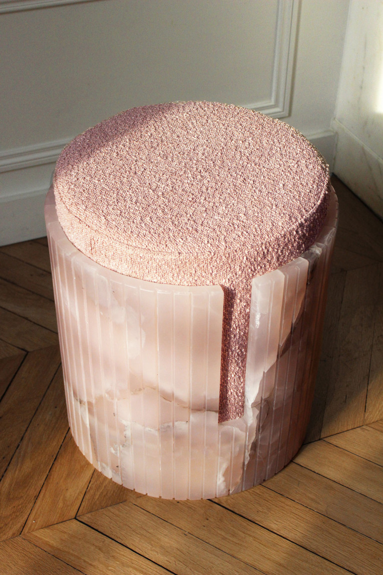 PINK ONYX DOLCE STOOL - Marbera
